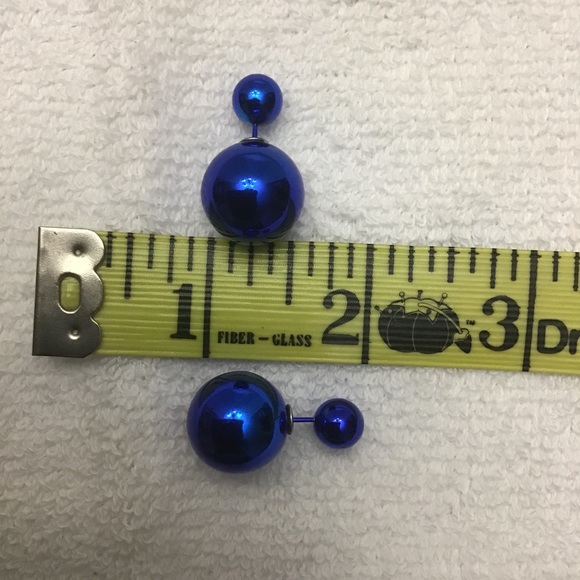Unbranded | Jewelry | Double Ball Cobalt Blue Pierced Earrings | Poshmark